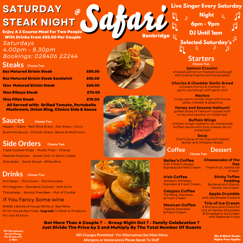 Menus - Safari Banbridge